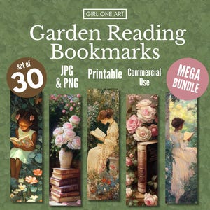 Garden Reading Printable Bookmarks Bundle Downloadable PNG JPG Reader ...