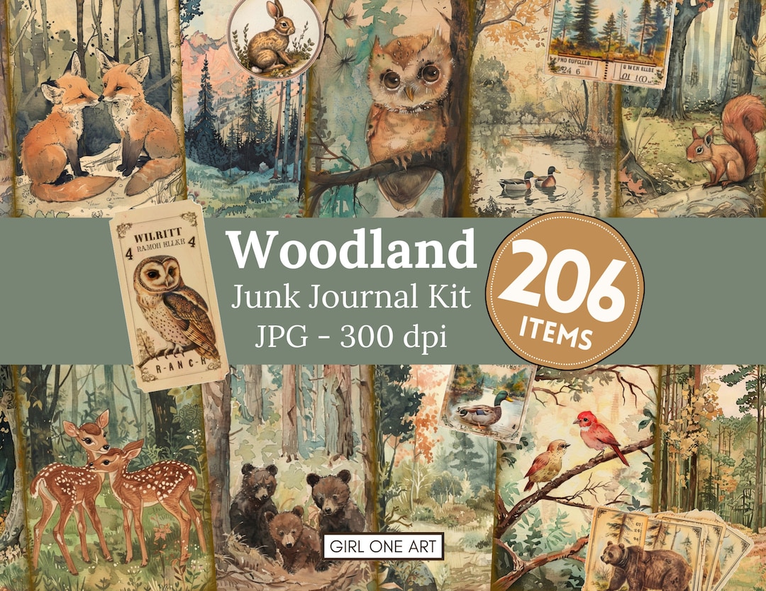 Woodland Junk Journal Kit Digital Download Scrapbook Paper Forest Fairy ...