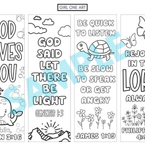 Bible Verse Coloring Bookmark Set Printable Christian Faith Bible Study ...