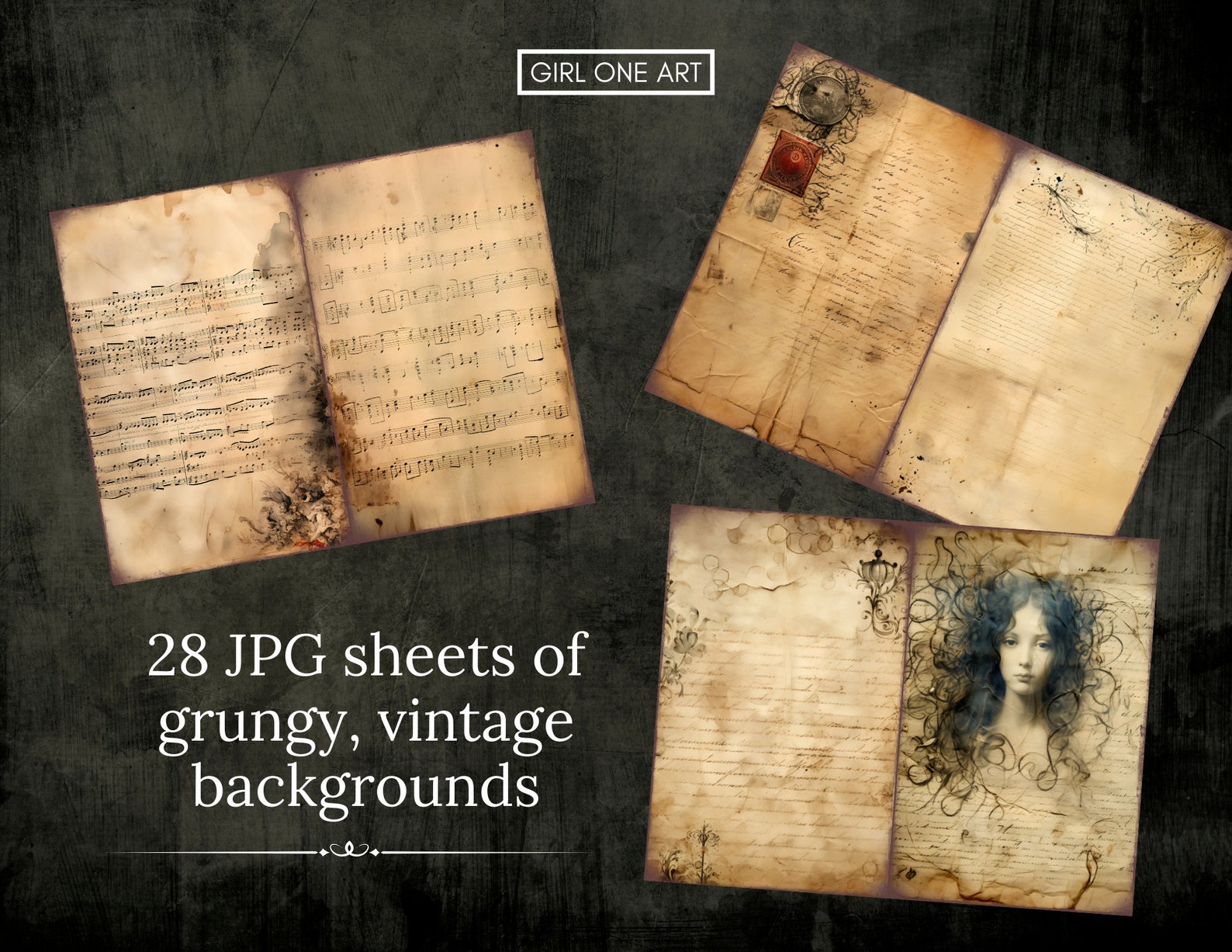 Grunge Junk Journal Kit Instant Download Digital Scrapbook Paper Kit ...