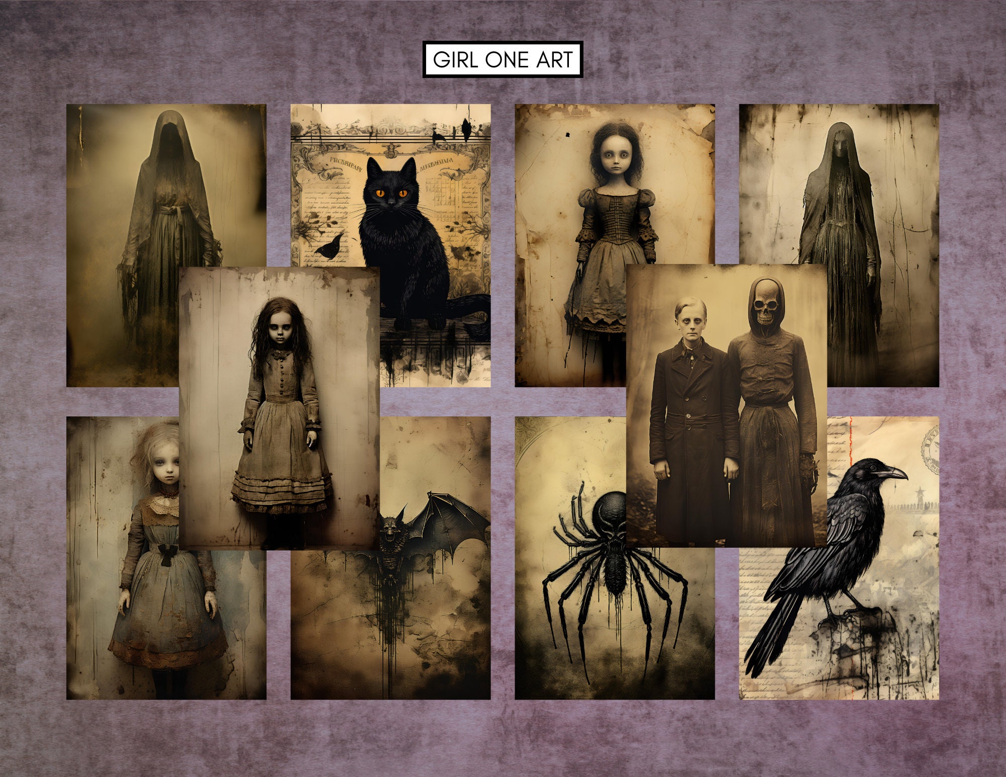 Dark Gothic Junk Journal Pages Instant Download Digital Scrapbook Paper ...