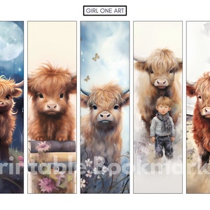 Highland Cow Bookmarks Bundle Printable Digital Download PNG JPG ...