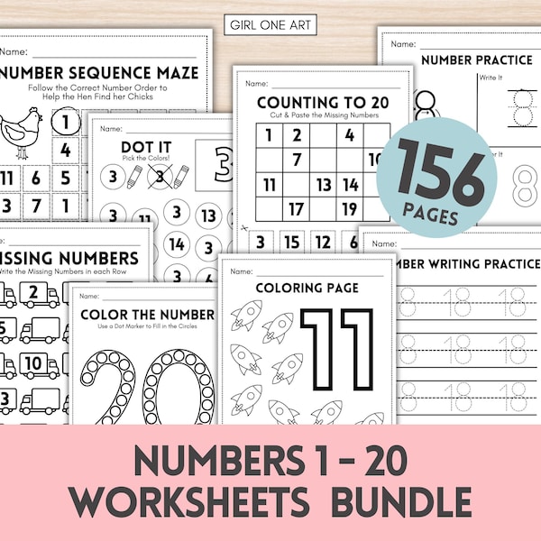 Numbers 1 20 In - Etsy