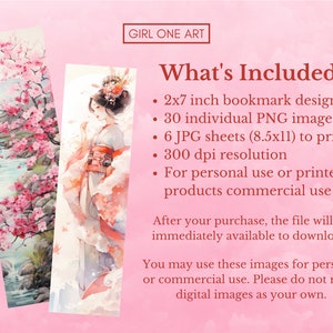 Japanese Cherry Blossom Printable Bookmarks Bundle Digital PNG JPG ...