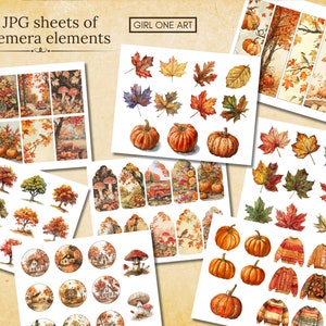 Cozy Autumn Junk Journal Kit Digital Download JPG Scrapbook Paper Fall ...