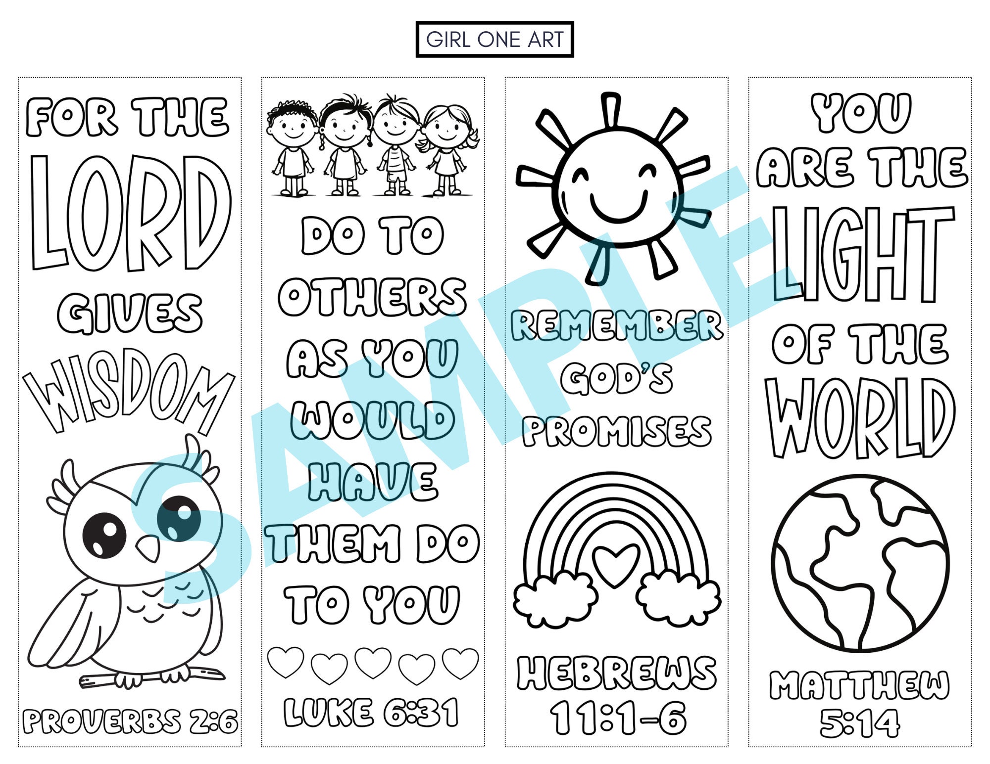 Bible Verse Coloring Bookmark Set Printable Christian Faith Bible Study ...