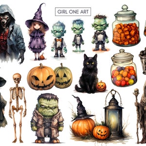 Watercolor Halloween Clipart Mega Bundle PNG SVG Commercial Use ...