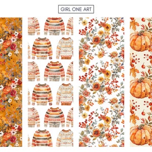 Autumn Printable Paper Seamless Fall Leaves Junk Journal Digital ...