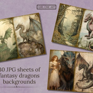 Fantasy Dragons Junk Journal Kit Instant Download Digital Scrapbook ...