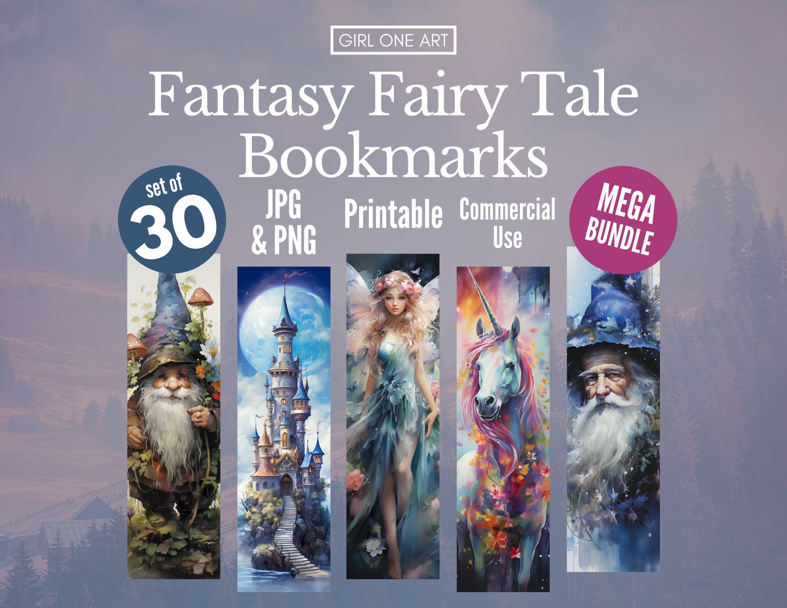 Fantasy Fairy Tale Printable Bookmarks Bundle Digital Download - Etsy