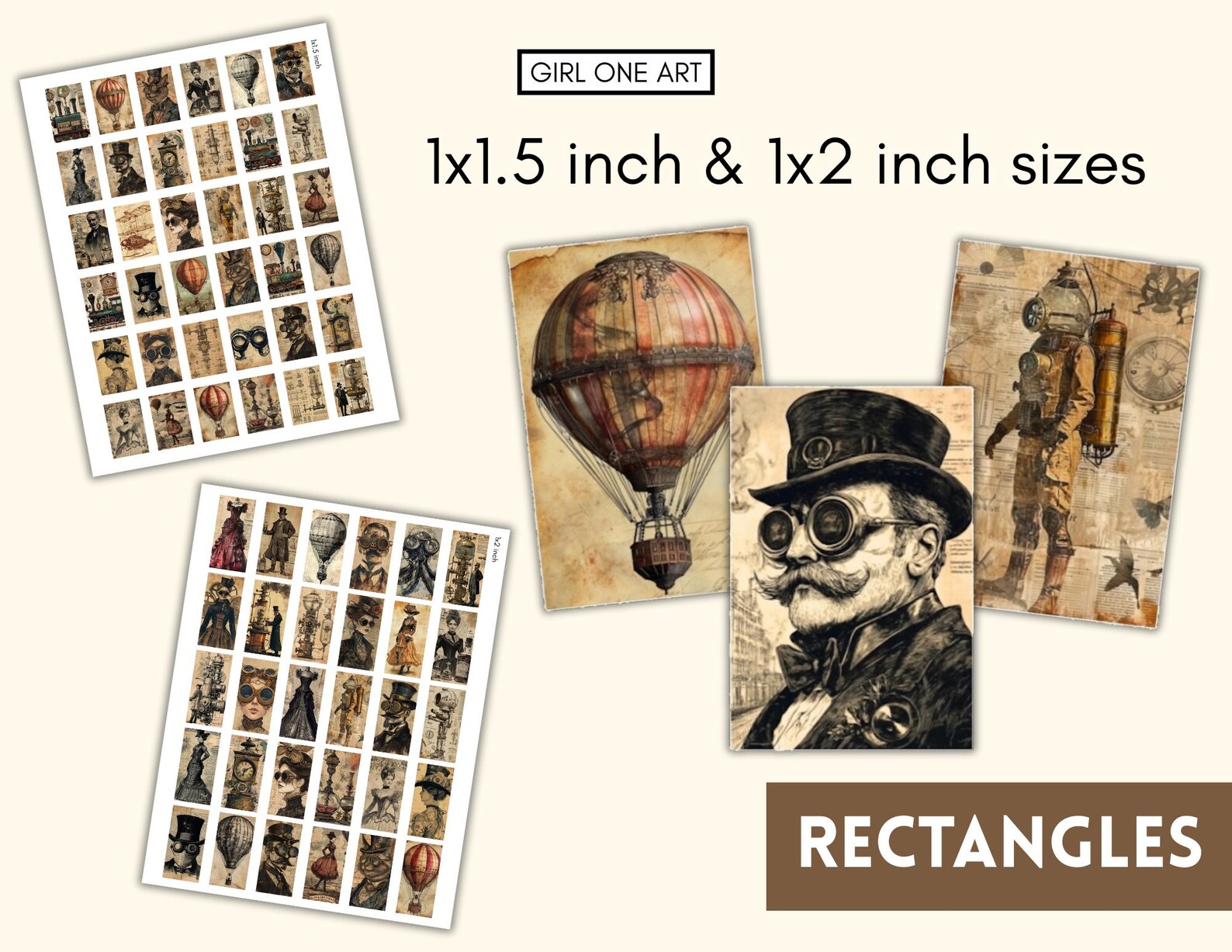 Steampunk Collage Sheets Digital Industrial Grunge Fantasy Mini ...
