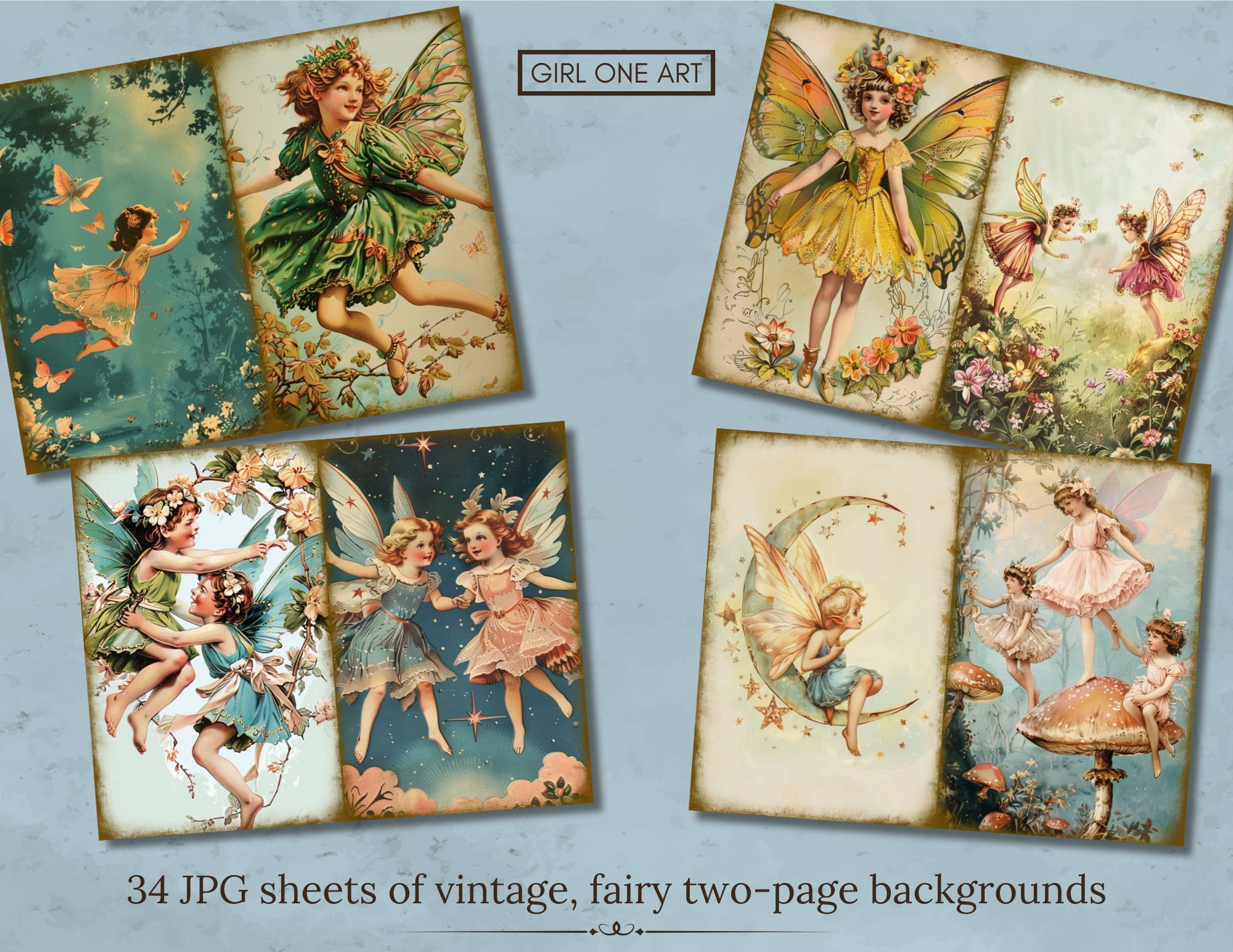 Vintage Fairies Junk Journal Kit Instant Download Digital Scrapbook ...