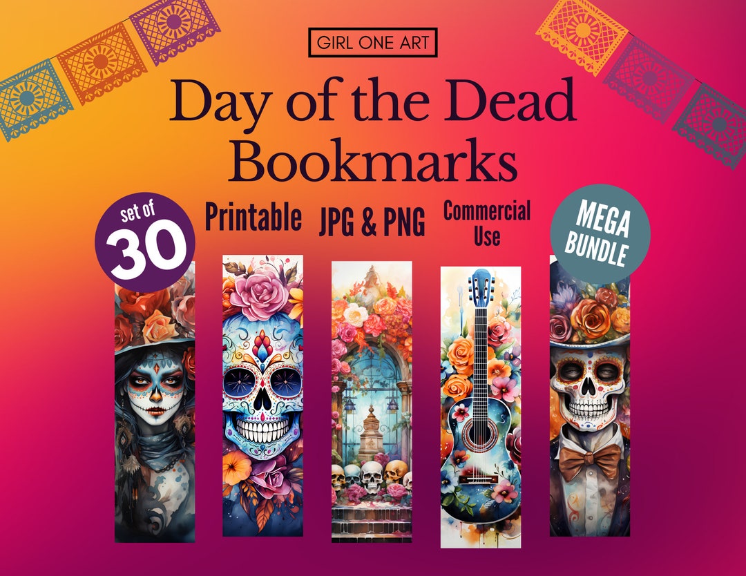 Day of the Dead Printable Bookmarks Bundle Skulls La Catrina Altars ...