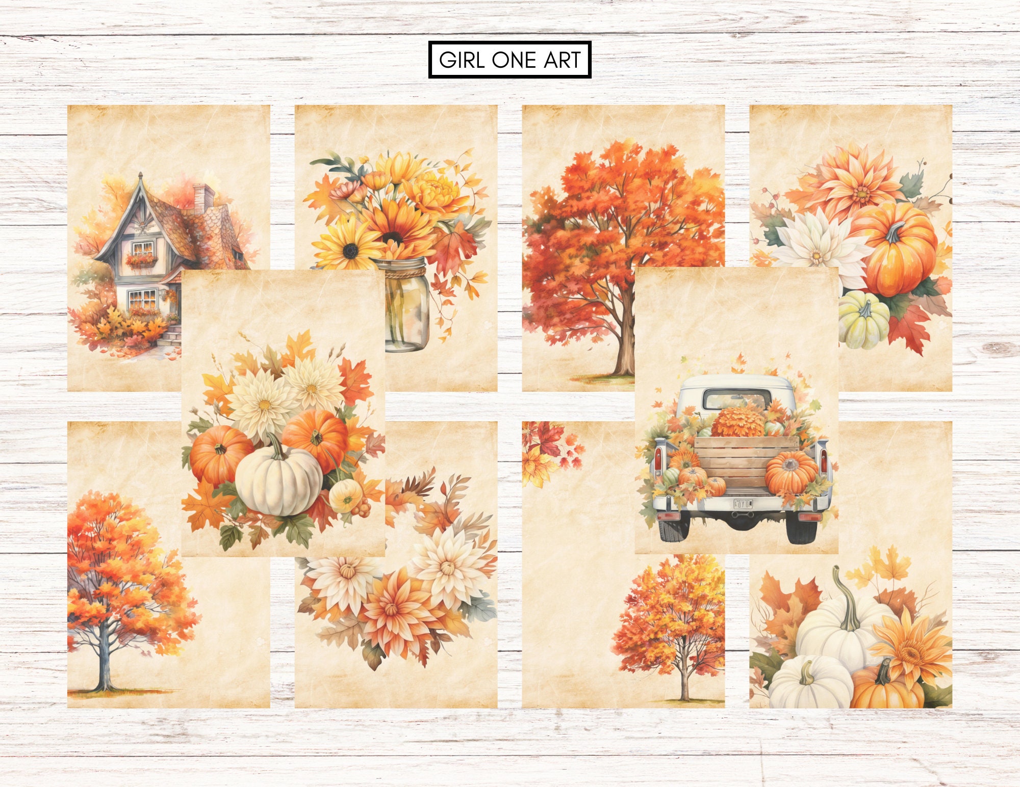Autumn Junk Journal Pages Instant Download Digital Scrapbook Paper Kit ...