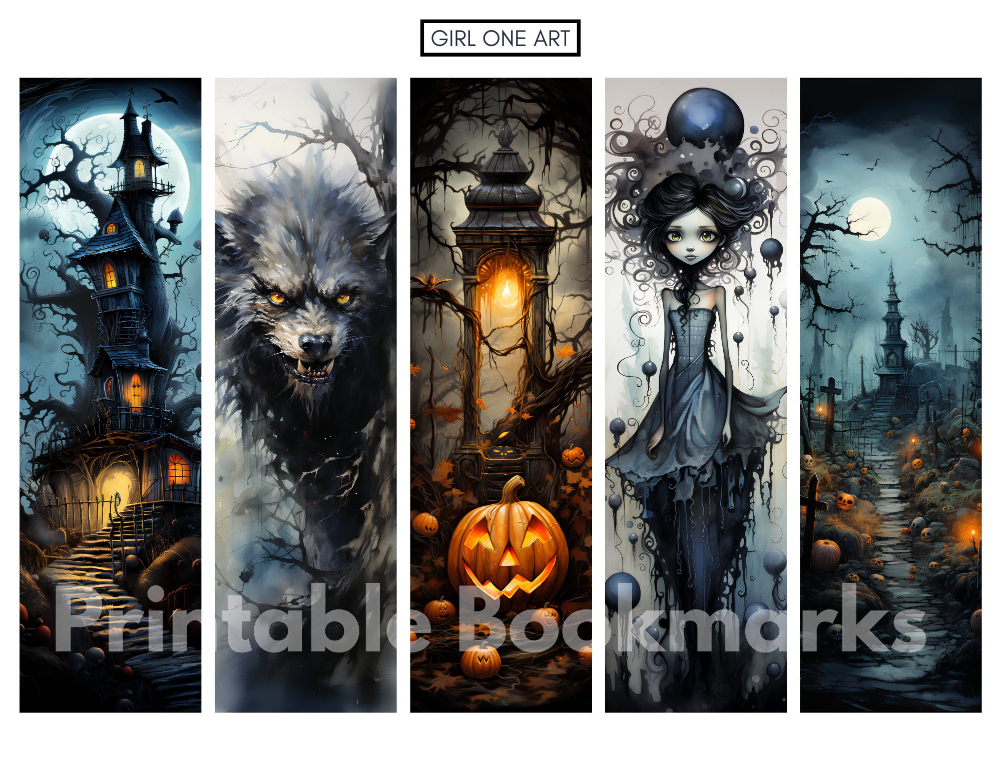 Spooky Halloween Printable Bookmarks Bundle Witches Haunted - Etsy