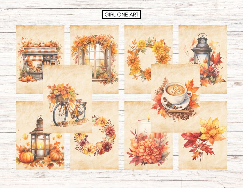 Autumn Junk Journal Pages Instant Download Digital Scrapbook Paper Kit ...