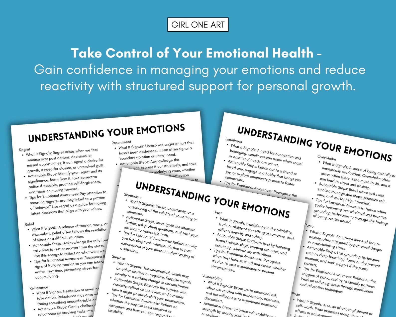 Understanding Emotions Guide: Therapy Reference Handout (printable PDF ...