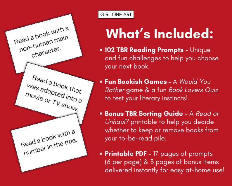 TBR Prompts: Reading Challenge Cards With Bookish Quiz & Activities ...