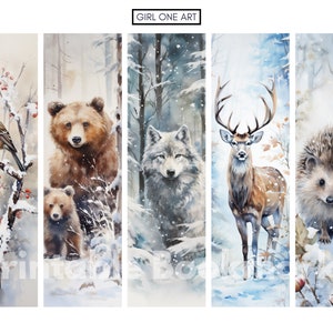 Winter Forest Printable Bookmark Bundle PNG & JPG Print and Cut ...
