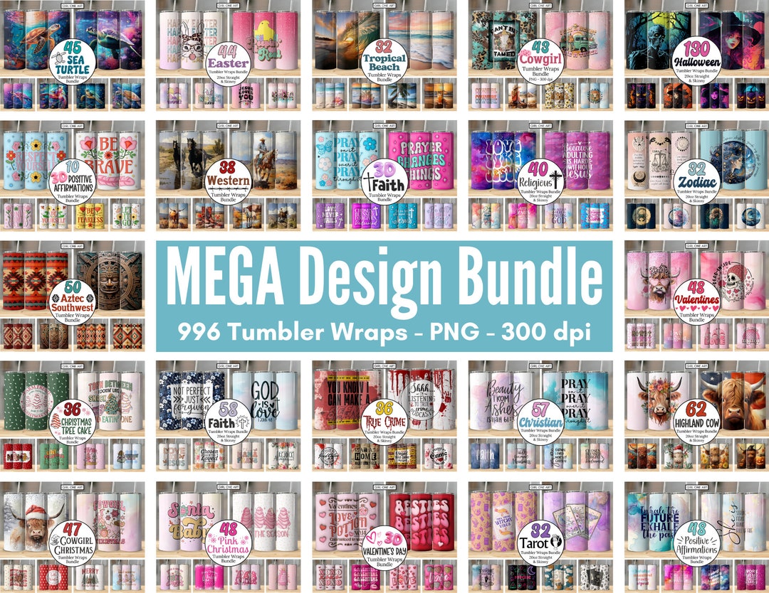 Ultimate Mega Design Tumbler Wrap Bundle 20oz Skinny Straight ...