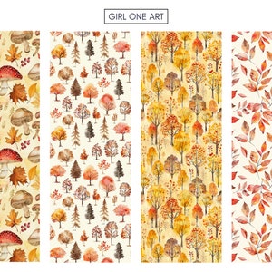 Autumn Printable Paper Seamless Fall Leaves Junk Journal Digital ...