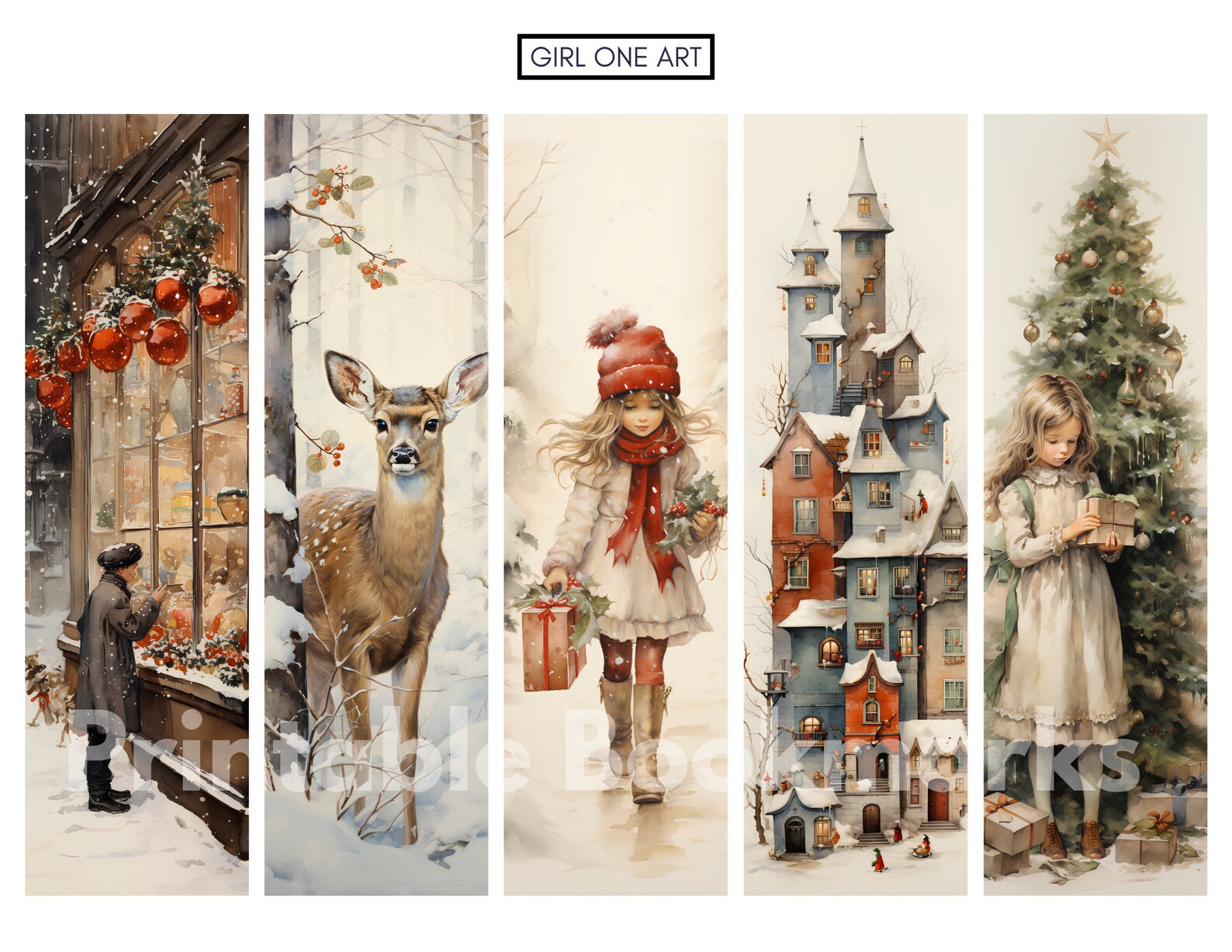 Winter Wonderland Printable Bookmark Bundle PNG JPG Holiday Stocking ...