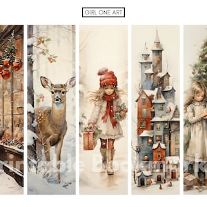 Winter Wonderland Printable Bookmark Bundle PNG JPG Holiday Stocking ...