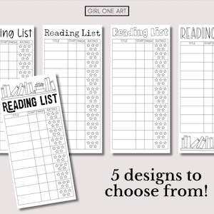 Reading List Printable Bookmarks Bundle Downloadable Digital Bookmark ...