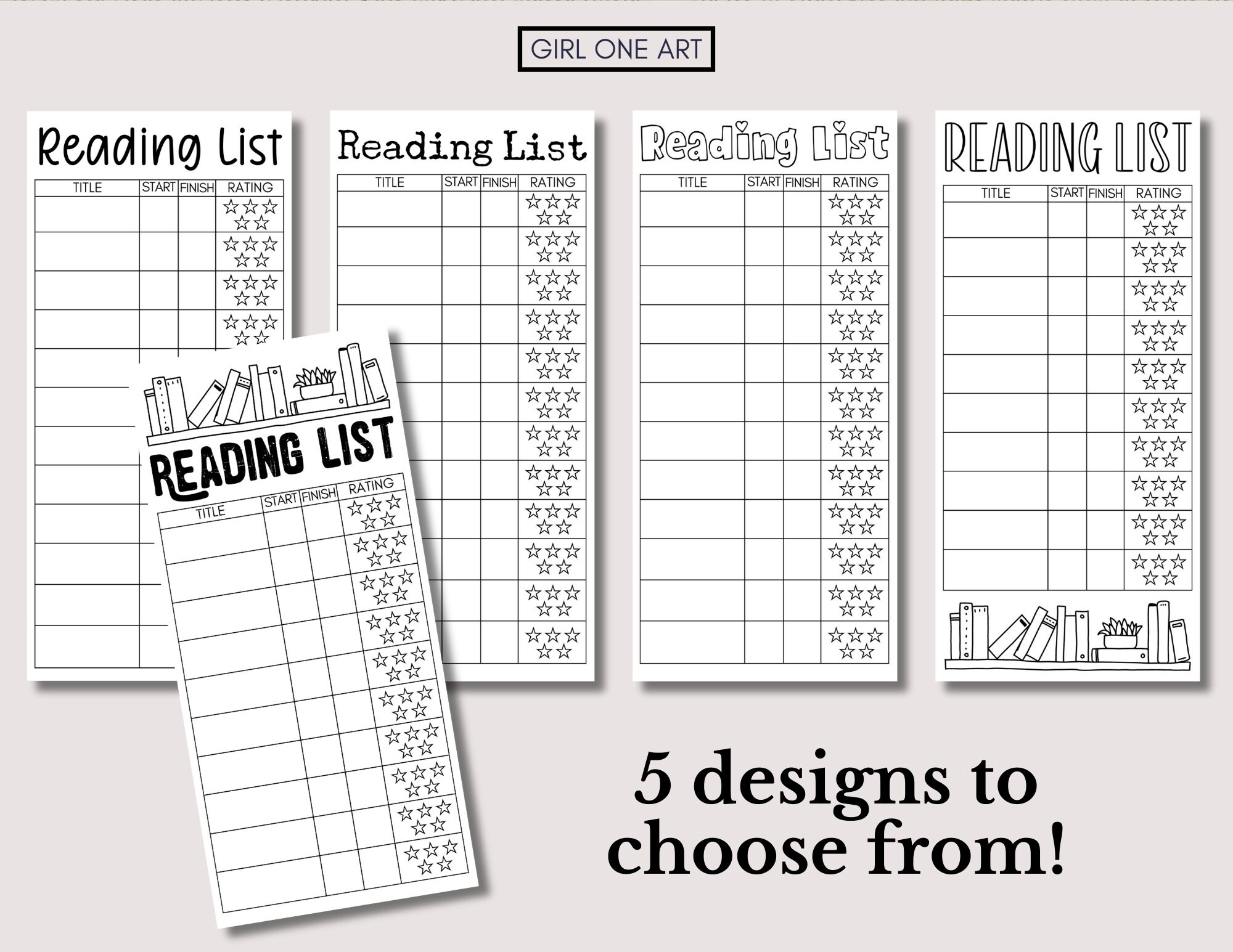 Reading List Printable Bookmarks Bundle Downloadable Digital Bookmark ...