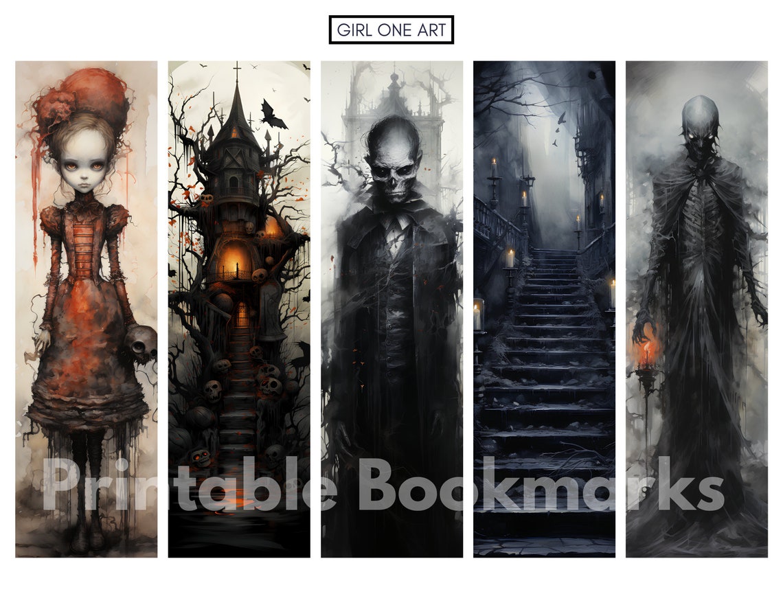 Dark Gothic Printable Bookmarks Bundle Digital Download PNG - Etsy