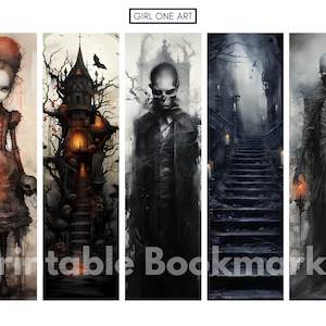 Dark Gothic Printable Bookmarks Bundle Digital Download PNG JPG ...