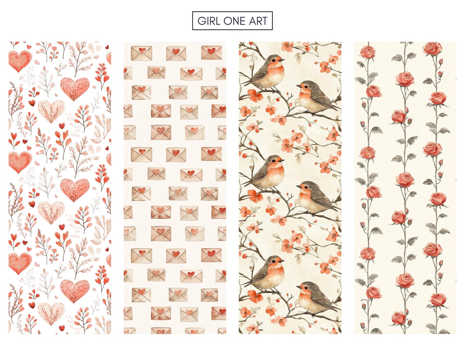 Boho Valentines Seamless Paper: Neutral Hearts & Love Shabby Chic ...