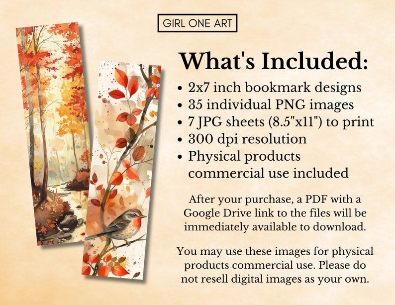 Autumn Forest Printable Bookmarks Bundle Downloadable PNG JPG Fall ...