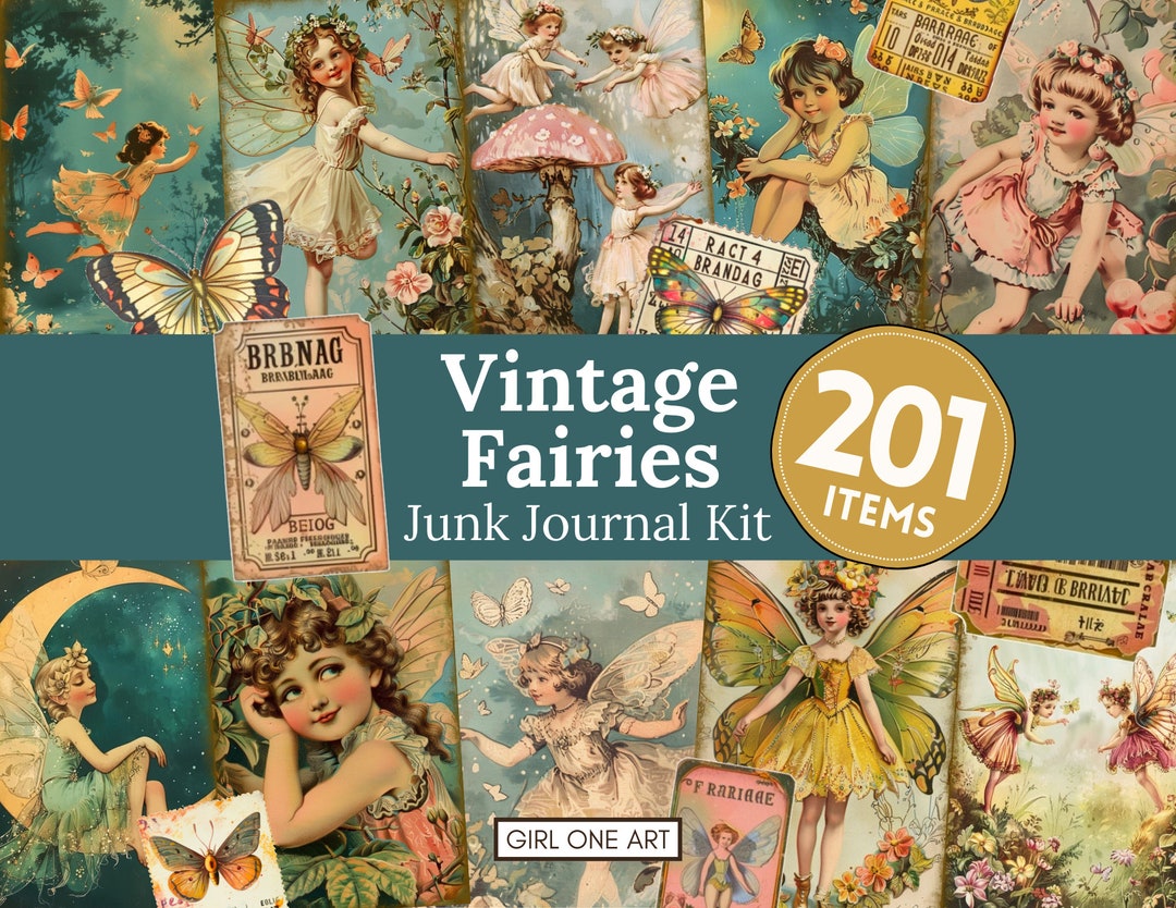 Vintage Fairies Junk Journal Kit Instant Download Digital Scrapbook ...