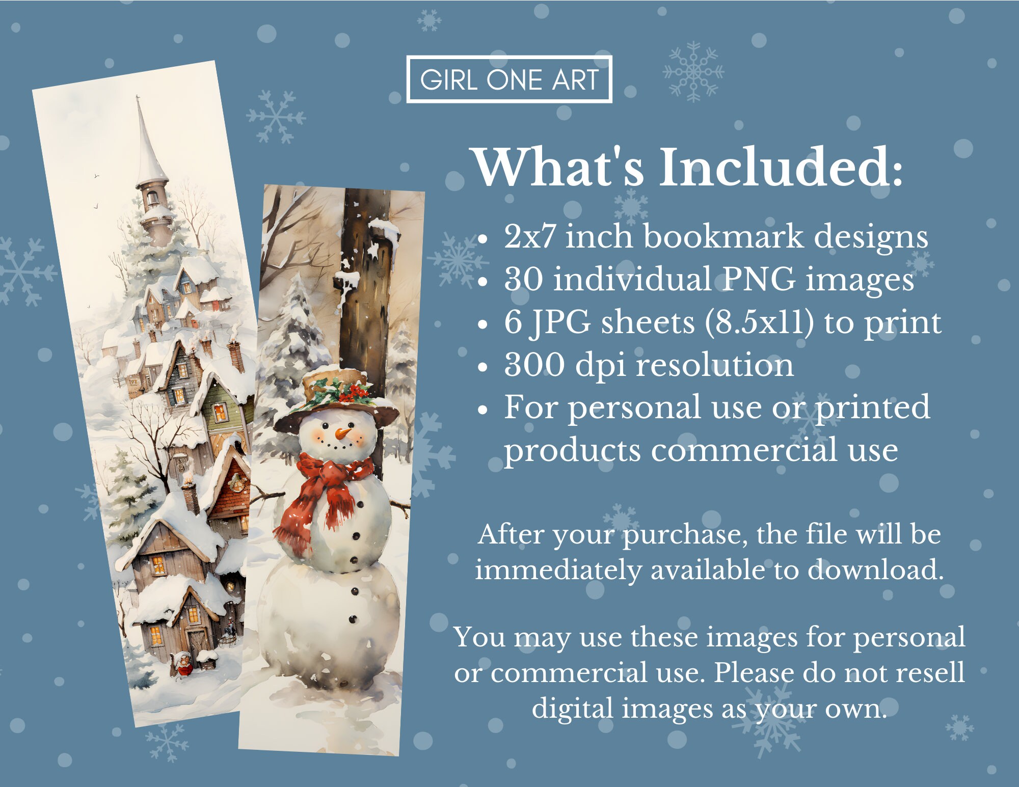Winter Wonderland Printable Bookmark Bundle PNG JPG Holiday Stocking ...