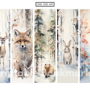 Winter Forest Printable Bookmark Bundle PNG & JPG Print and Cut ...