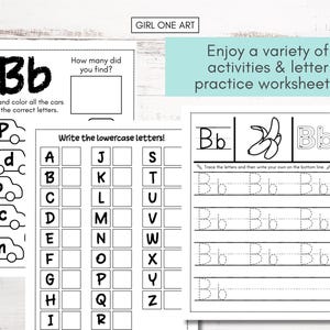 Alphabet Worksheets Printable Tracing Coloring Homeschool Teacher Kids ...