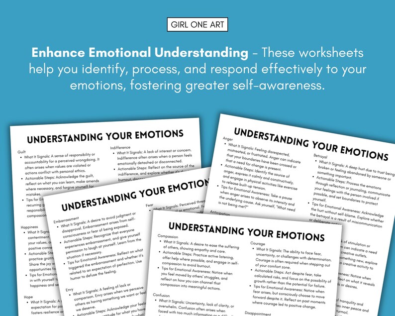 Understanding Emotions Guide: Therapy Reference Handout (printable PDF ...