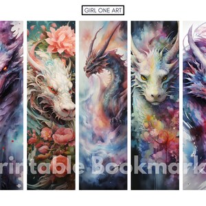 Fantasy Dragons Printable Bookmarks Bundle Digital Download PNG JPG ...