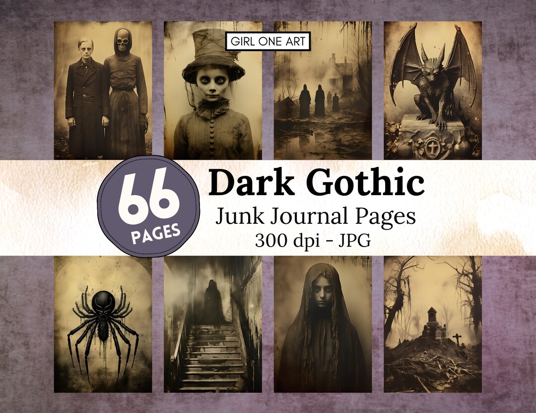 Dark Gothic Junk Journal Pages Instant Download Digital Scrapbook Paper ...