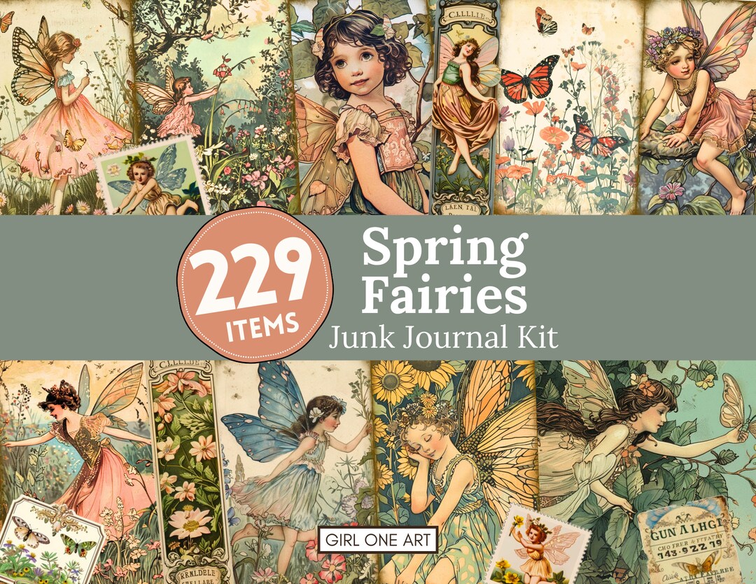 Spring Fairies Junk Journal Kit Digital Download Fairy Scrapbook Paper ...