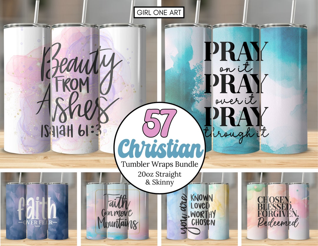 Bible Verse Tumbler Wrap Bundle 20oz Skinny & Straight Tumbler ...