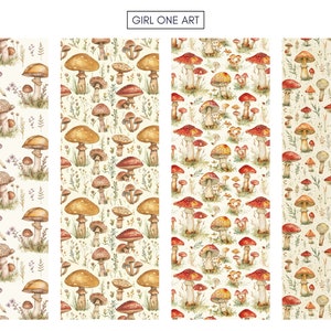 Forest Mushrooms Printable Paper Seamless Fairy Junk Journal Digital ...