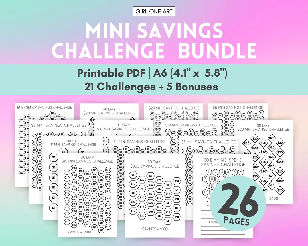 Low Income Money Saving Challenge Bundle A6 Savings Tracker Printables ...