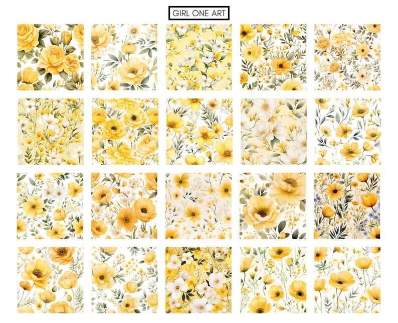 Watercolor Floral Seamless Paper Bundle Shabby Chic Digital Patterns ...