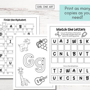 Alphabet Worksheets Printable Tracing Coloring Homeschool Teacher Kids ...