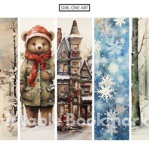 Winter Wonderland Printable Bookmark Bundle PNG JPG Holiday Stocking ...