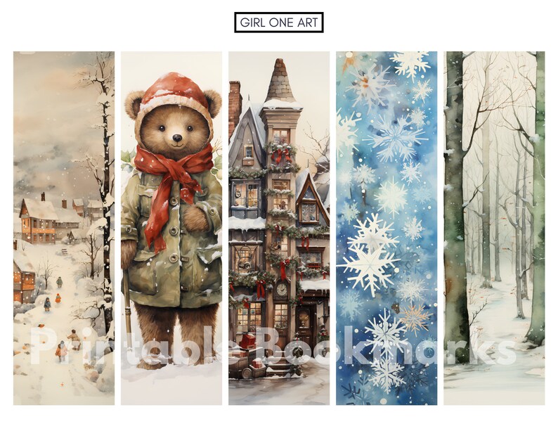 Winter Wonderland Printable Bookmark Bundle PNG JPG Holiday Stocking ...