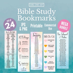 Bible Study Printable Bookmark Set Print Cut Books of the Bible ...