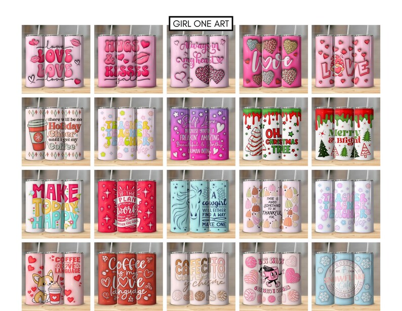 3D Inflated Tumbler Wrap Mega Bundle: 20oz Puffy Designs (PNG) - Etsy